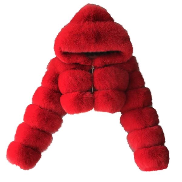 商品名:  DASEIS Winter Warm Fluffy Faux Fur Short Coat, Hip Crop Jacket Women Long Sleeve Cocktail Winter Warm Jacket Fitte...