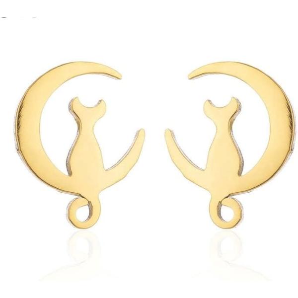 商品名Christmas Gift Moon Cat Mini Earrings for Woman or Girl, 925 Sterling Silver Earrings Gift, Cat Earrings Gift, Astrol...