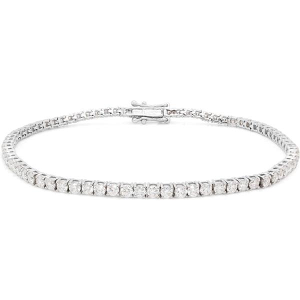 商品名SAVEARTH DIAMONDS 2mm 幅ラウンドカット 人工ダイヤモンド モアッサナイト テニスチェーンブレスレット 14Kゴールドメッキ 925スターリングシルバージュエリー 女性用 (DEFカラー、VVS1クラリティ、2.2...