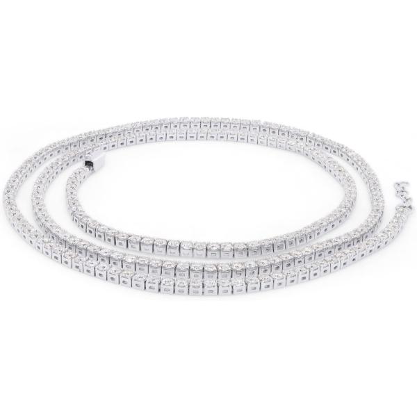 商品名SAVEARTH DIAMONDS 2mm幅 モアッサナイト テニスチェーンネックレス メンズ 5.00-6.50カラット 人工ダイヤモンドジュエリー 18Kゴールドメッキ 925スターリングシルバーネックレス D カラー VVS1 ...