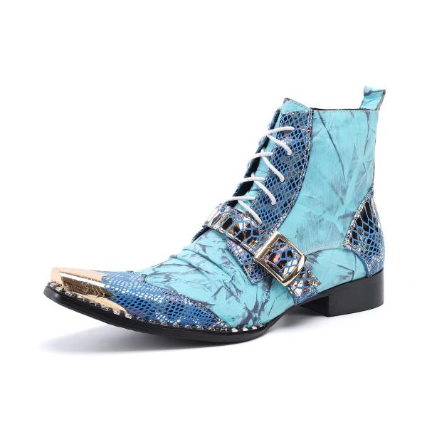 商品名:  Santimon Men's Fashion Ankle Boots Metal Square-Toe Leather Lace-Up Zipper Monk Strap Chelsea Comfort Casual Dress...