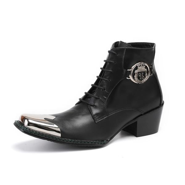 商品名:  Santimon Men's Fashion Ankle Boots Metal Square-Toe Leather Lace-Up Zipper Crown Chelsea Comfort Casual Dress Shoe...