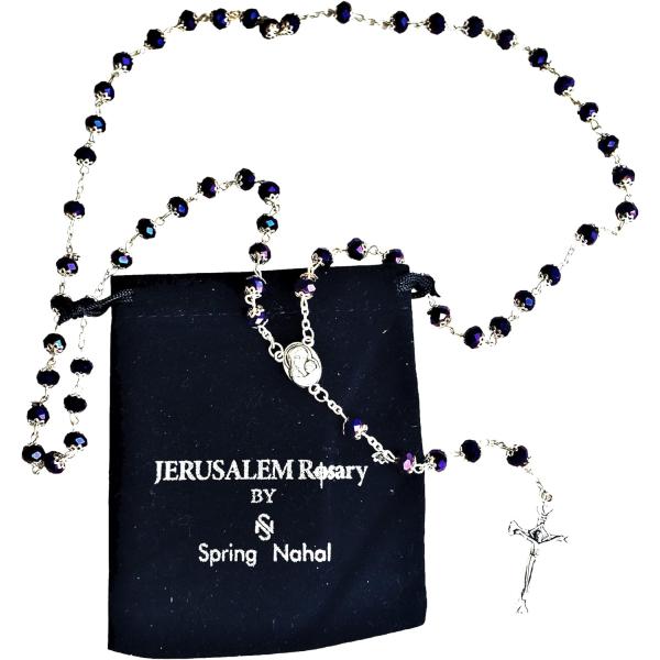 商品名春のナハル紫のロザリオ、カトリックネックレス。, 亜鉛, アメジストPurple Catholic Rosary Necklace - Holy Beads with 925 Sterling Silver Cross for Men...
