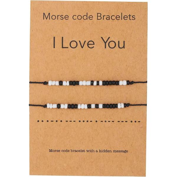 商品名QPL モールスコード カップルブレスレット アイデンティティを示す 0f 恋人 長距離恋人 恋人の愛を増やす 秘密の愛の告白ブレスレット モールス符号はあなたを愛していることを意味します, ビーズQPL Morse Code Bra...