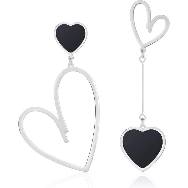 商品名Linawe アシンメトリー ミスマッチ ハート スタッド イヤリング レディース ダングル ラブ ドロップ ダングル ゴールド&amp;ローズゴールド アクリル トレンディ ビッグ ロング ティーチャー ファン コスチューム ジュエ...