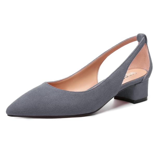 商品名:  MERRORI Women's Chunky Solid Slip On Pointed Toe Evening 1.5 Inch Suede Low Heel Dress Pumps Shoes Grey Size 9.5 -...