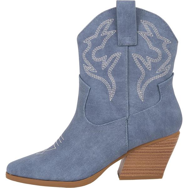 商品名KAYDAY ~MORLEY~ Women's Cowgirl Cowboy Western Stitched Ankle Boots Pointed Toe Short Booties (DENIM BLUE, 7.5)ブランド：K...