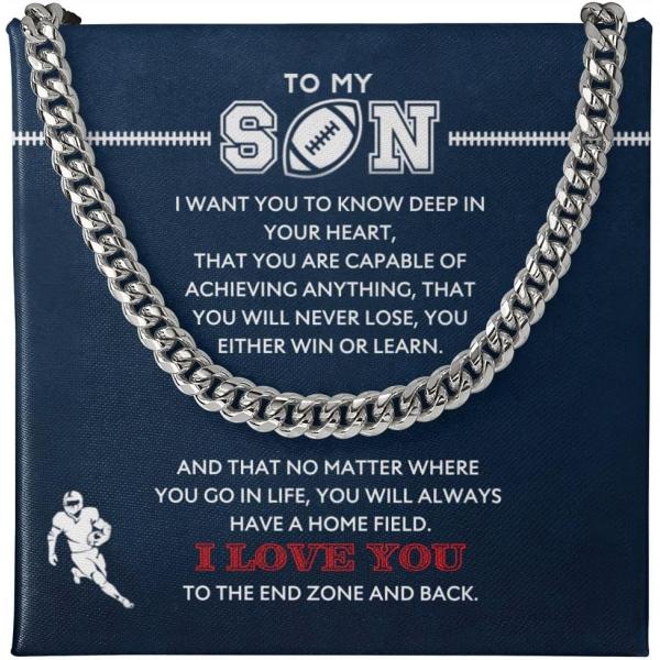 商品名HENMINK カスタム ボーイズ フットボール ネックレス To My Son From Mom パーソナライズ ボーイズ アスリート ペンダント お父さんからフットボール選手へのギフト 息子へのインスピレーションジュエリー クリス...