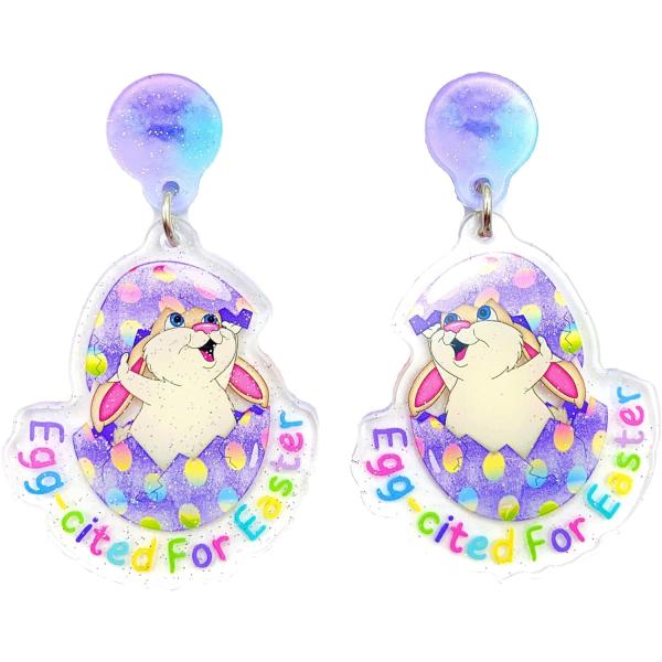 商品名イースターイヤリング かわいいイースターバニー イースターエッグイヤリング 楽しいイースターアクセサリー イースターギフト レディース ガールズ, アクリル 樹脂 ステンレス鋼, 宝石なしEaster Bunny in Easter ...