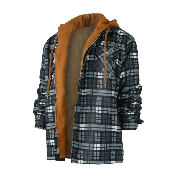商品名:  Zip Up Jacket, Mens Jackets Coat For Men Casual Fluffy Flannel Men's Quilted Lined Button Down Plaid Shirt Add Vel...
