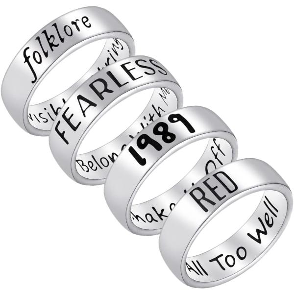 商品名Joliernelle FEARLESS | レッド | FOLKLORE リング ステンレススチール 手彫り ポップソング インスピレーション リング ファン ジュエリー ギフト, ステンレス, 宝石なしJoliernelle RE...