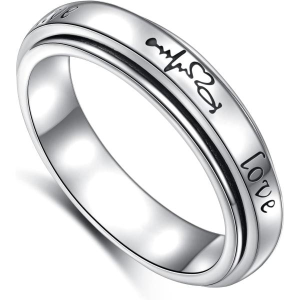 商品名Yearace Live Love Heal Spinner Ring for Women 925 Sterling Silver Stethoscope Fidget Rings for Anxiety Stress Relievi...