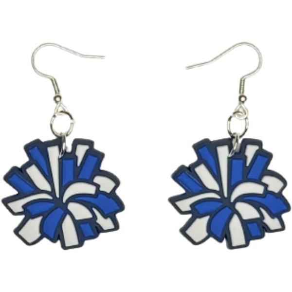 商品名Cheerleader Earrings Hypoallergenic Silver Plated Fishhooks Head Blue Pom Yazzle Dazzle Football Basketball Cheer Hoc...