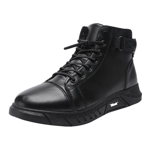 商品名:  Custom All Black Hight Top Synthetic PU Leather Sneakers Casual Shoes Manufacturer For Man Lifestyle Boot (Black, ...