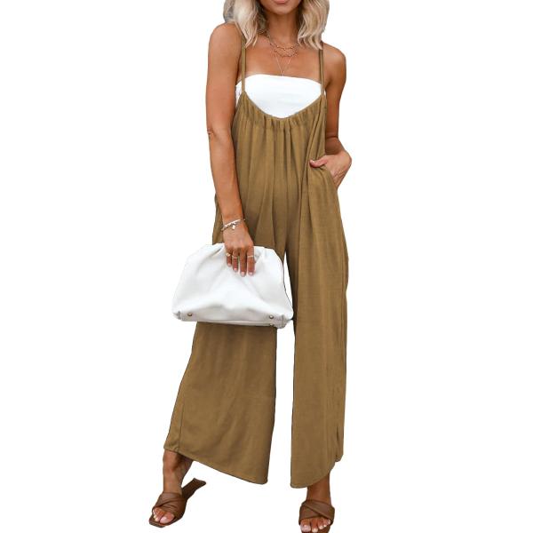 商品名:  DEEP SELF Plus Sized Comfy Jumpsuits For Women Cozy Soft Overalls Loose Fit Casual Sleeveless Brown Lounge Outfit ...