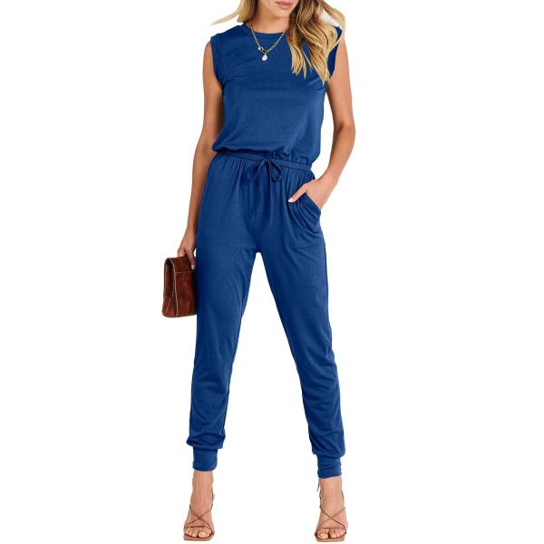 商品名:  ANRABESS Women’s Summer Crewneck Sleeveless Casual Dressy Loose Stretchy Jumpsuits Rompers 2024 Trendy Outfits Blu...