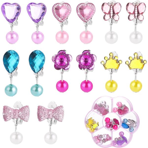 商品名Grevosea 7 Pairs Clip on Earrings for Girls, Girls Jewelry Dress Up Earrings and Princess Play Earrings Set No Pierce...