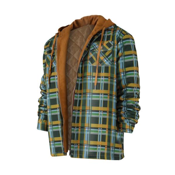 商品名:  Coats For Men, Jackets Men Jacket Mens Jacket Leather Hooded Men's Quilted Lined Button Down Plaid Shirt Add Velve...