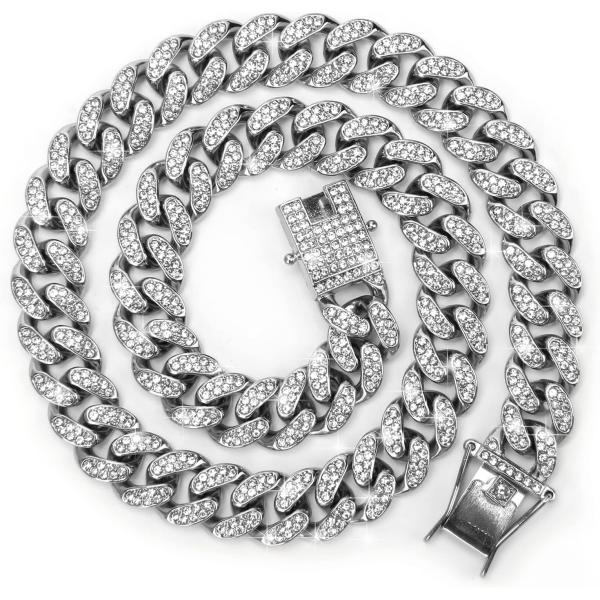 商品名Coitak キューバリンクチェーンネックレス シルバー/ゴールドチェーン メンズ キラキラダイヤモンド ヒップホップジュエリー 女性用 18インチ, 亜鉛, ラインストーンCoitak Cuban Link Chain Neckla...