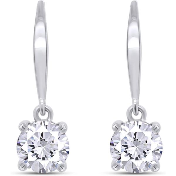 商品名2-4カラット モアッサナイト ダングルイヤリング Dカラー 理想的なカット 人工モアッサナイト ダイヤモンド 925スターリングシルバー 4プロングイヤリング レディース, 2 Cttw, 金属, モアッサナイト2CT Moissa...