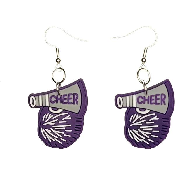 商品名Cheerleader Earrings Hypoallergenic Silver Plated Fishhooks Head Purple Pom Pom Yazzle Dazzle Cheer Football Basketba...