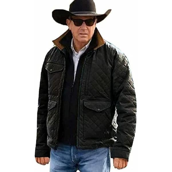 商品名:  A&amp;R Collection Yellowstone S04 John Dutton Black Quilted Jacket | Kevin Costner Yellowstone Men (Black Large) ...