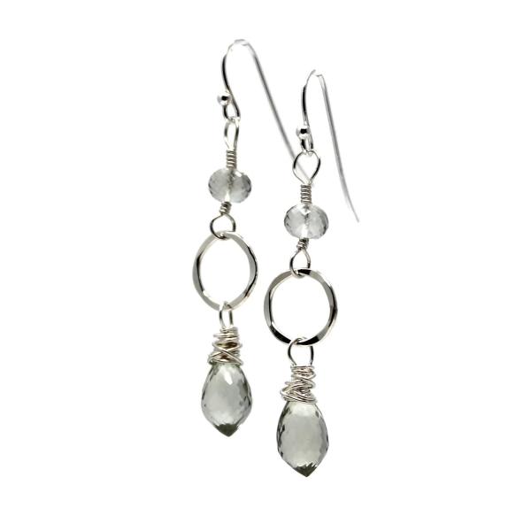 商品名Handmade Green Amethyst Earrings Sterling Silver Hammered Circles Dangle Drop Gemstonesブランド：Aerides Designs商品サイズ：高さ：2...
