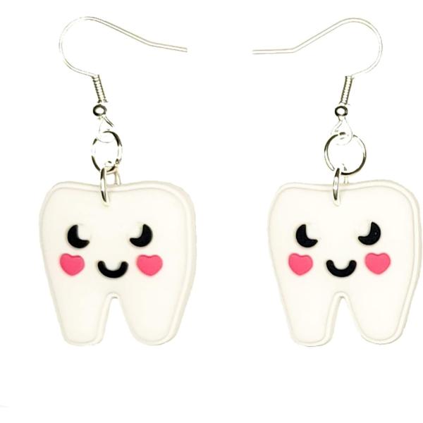 商品名Tooth Teeth Earrings Hypoallergenic Silver Plated Fishhooks Yazzle Dazzle Dentist Teeth Gums Dentures Rotten Decay Wi...