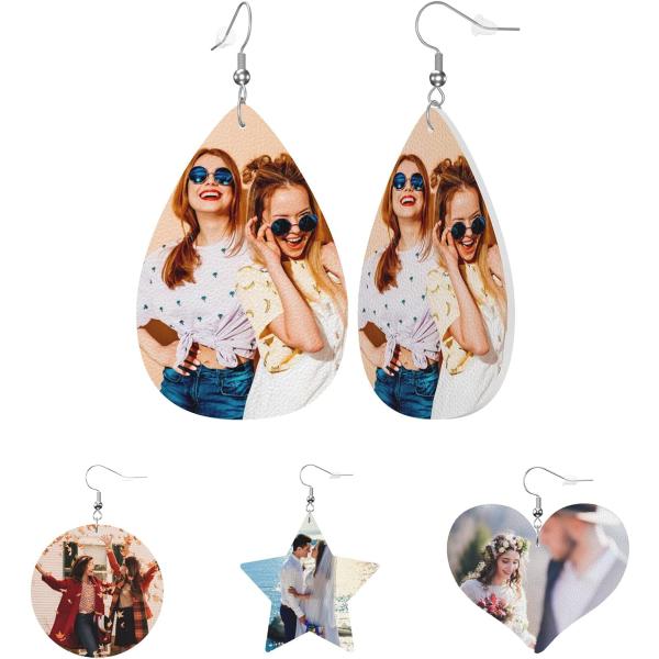 商品名カスタムイヤリング カスタマイズされたユニークなレザーイヤリング あなたのテキスト/写真でパーソナライズ 記念日 結婚式 母の日 誕生日 ギフト 女性用, レザー, 宝石なしCustom Earrings Customized Uni...