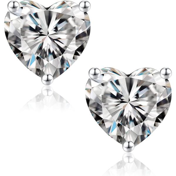 商品名ハートカット モアッサナイト スタッドピアス レディース メンズ Dカラー VVS1 クラリティブリリアントハート 人工ダイヤモンドイヤリング ホワイトゴールドメッキ S925スターリングシルバー モアッサナイト ソリティアイヤリング...