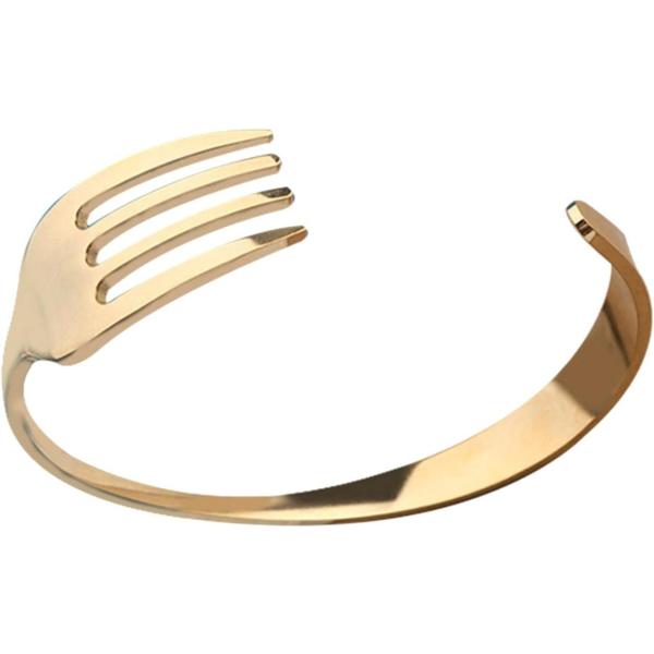 商品名Creative Stainless Steel Fork Bracelet Gift Couple C Type Open Bracelet Bohemian Jewelry for Women (Gold, One Size)ブラ...