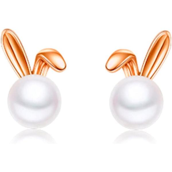 商品名B&amp;D イースターバニー パールピアス 2023年 中国新年 ギフト うさぎ年 プレゼント うさぎスタッド レディース ガールズ バニー パールイヤリング, パール, 真珠B&amp;D Mother's Day Gifts ...