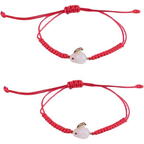 商品名2Pcs Lucky 2023 Chinese Zodiac Rabbit Bracelet Set for Women Girl Teen Girlfriend Adjustable Braided Red String Bead ...