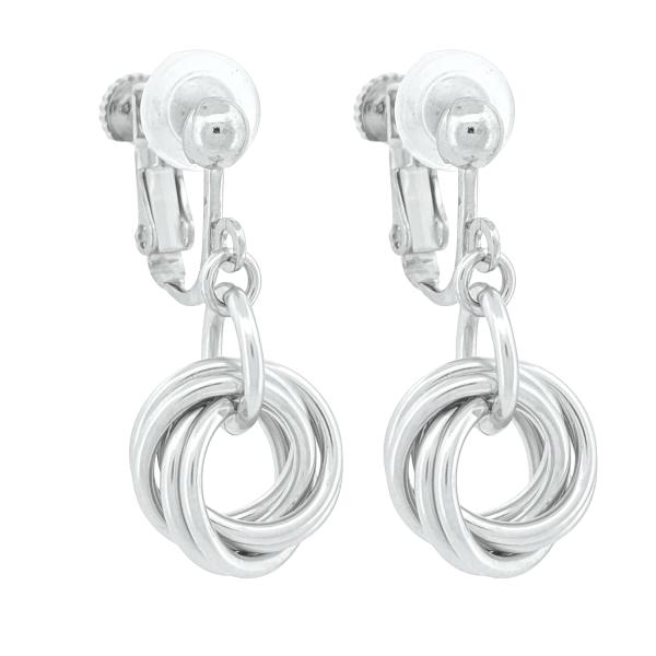 商品名Dainty Sterling Silver Clip On Earrings for Women - Everyday Love Knot Non Pierced Earrings - Simple Circle Dangle Cl...