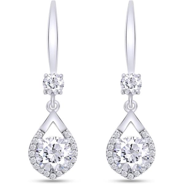 商品名SAVEARTH DIAMONDS 2カラット モアッサナイト ダングルイヤリング Dカラー 理想的なカット 人工ダイヤモンド 18Kゴールドメッキ 925スターリングシルバー マーメイド ティアドロップイヤリング レディース, 金属...