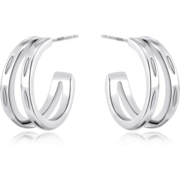 商品名KesaPlan 14Kゴールドメッキ スターリングシルバー ハギーフープイヤリング レディース トレンディダブルシルバーフープイヤリング ティーンの女の子向け, 銅, キュービックジルコニアKesaPlan 925 Sterling...