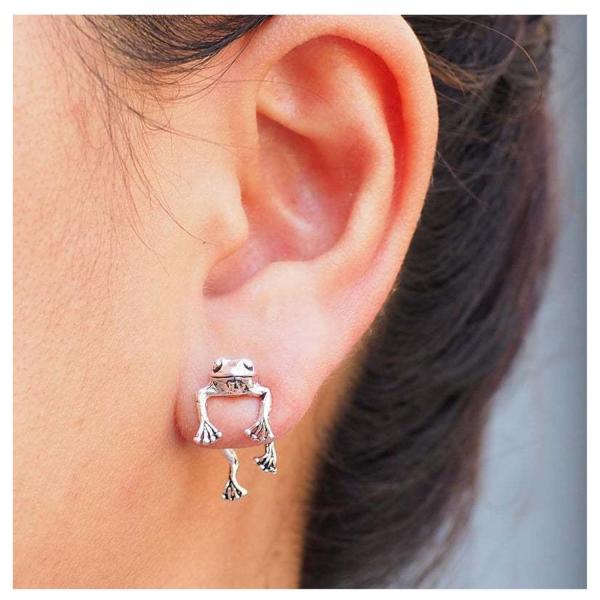 商品名Iaceble Punk Small Frog Earrings Frog Ear Jacket Earrings Silver 3D Frog Earrings Small Animal Stud Earrings Jewelry ...