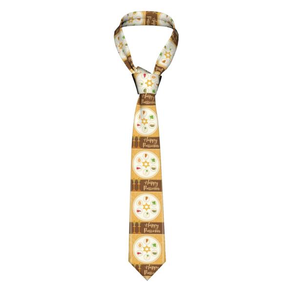 商品名:  Happy Traditional Jewish Passover Ties for Men, Novelty Silk Necktie,Funny Gentleman Neck Tie,Casual Outfit Access...
