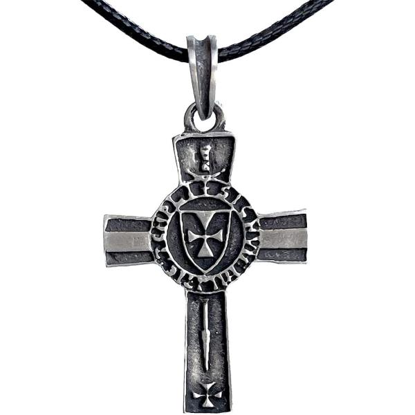 商品名Poor Fellow-Soldiers of Christ and of the Temple of the Knights of Christ 十字架 シルバー ピューター メンズ ペンダント ネックレス ラッキーチャーム 保護 ...