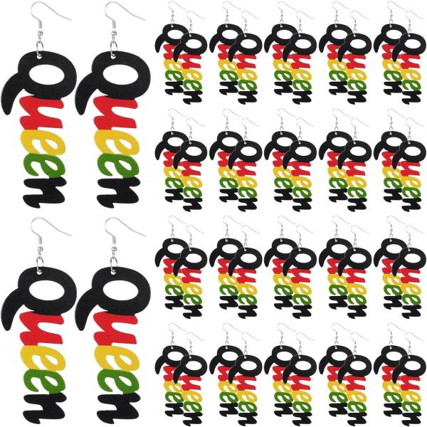 商品名Sureio 30組 Juneteenth ピアス 木製イヤリング レディース ガールズ ダングル ドロップ クイーン テキストイヤリング ナチュラル エスニック アフリカジュエリー 木製 アフリカンギフト 黒人歴史月間向け, 主に木...