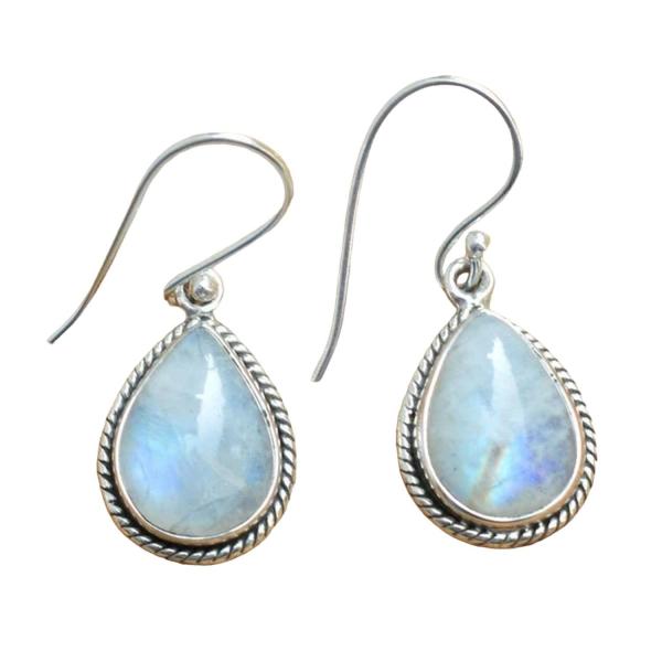 商品名Natural Rainbow Moonstone Pear Gemstone Pure 925 Sterling Silver Drop Dangle Women Gifts Earrings, Beautiful Handmade...