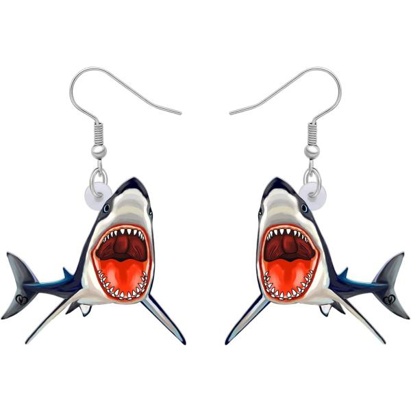 商品名BAMAY アクリル キュート カートゥーン サメ イヤリング 海の魚 ダングル 海の生き物 ジュエリー サメのギフト レディース ガールズ チャーム, 27mm x 27mm, アクリル, 宝石なしBAMAY Acrylic Cut...