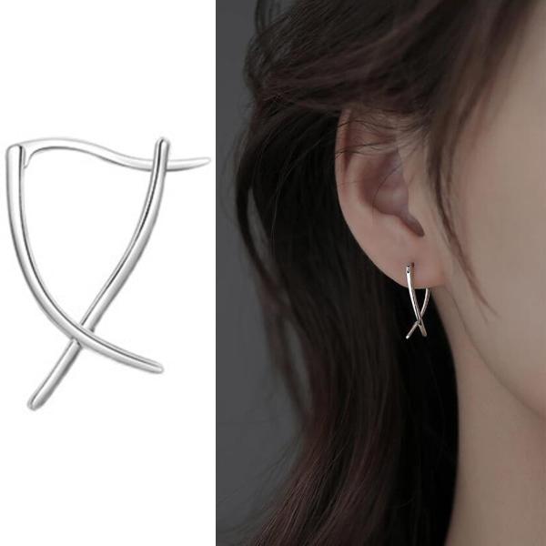 商品名:  JAHER Women's Crossover Double Wire Earrings, Silver Cross Earrings for Women Girls，Minimalist Women's Earrings，Ea...