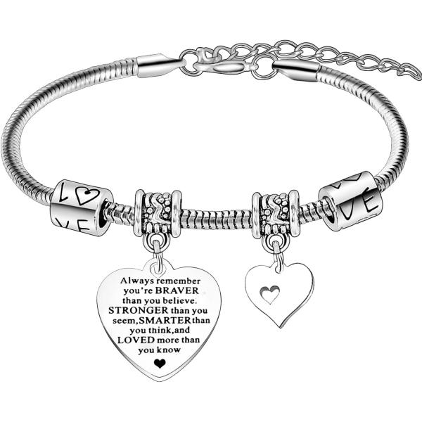 商品名BESPMOSP Always Remember You are Braver Than You Believe インスピレーションブレスレット レディース 親友 モチベーションアップ 誕生日 卒業ギフト 女の子向け, 宝石なし。BE...
