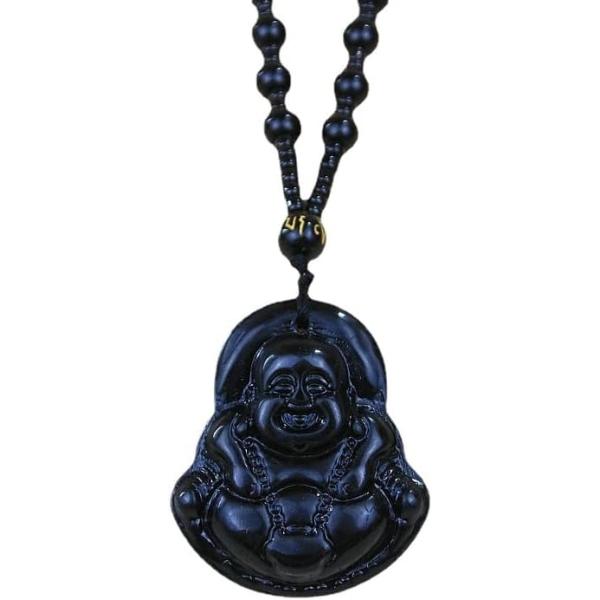 商品名tenghong2021 仏陀ビーズチェーンネックレス 黒曜石 黒曜石 黒白 翡翠を模倣 仏教ジュエリー レディース メンズ 保護ラッキーネックレス, 亜鉛, 琥珀tenghong2021 Buddha Beads Chain Nec...