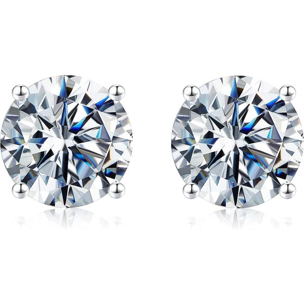 商品名モアッサナイト スタッドピアス 0.2ct-8ct Dカラー VVS1 クラリティ ブリリアントラウンドカット 人工ダイヤモンドイヤリング 18K イエロー ホワイト ローズゴールド ブラック ルテニウム バーメイユ シルバー フリク...