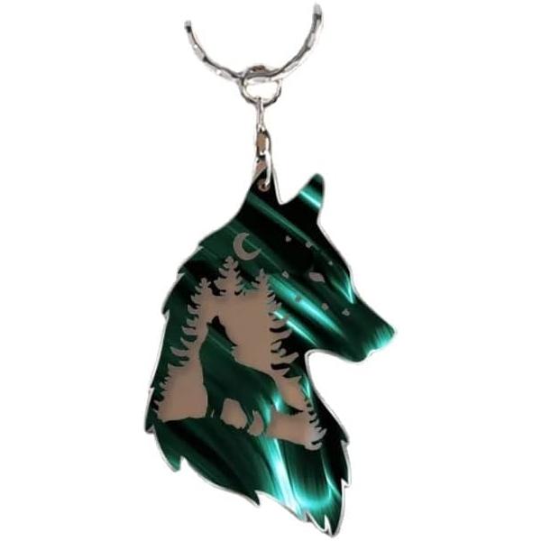 商品名Ycchensying ユニークウルフキーホルダー 男女兼用 クールなチャームとアクセサリー バックパック 車 鍵用 クリアセット, グリーンB, One SizeYcchensying Wolf Key Chain Wolf Gif...