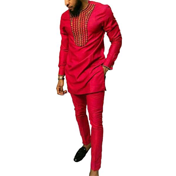 商品名:  PEETITI Men's 2 Piece Set Dress Shirt with Pants,African Dashiki Gentlemen Outfits Tribal Ethnic Party Pants PM021...