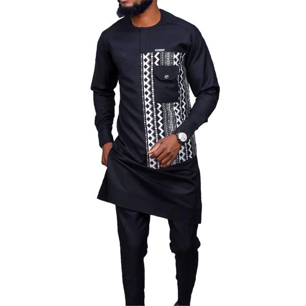 商品名:  PEETITI Men's 2 Piece Set Dress Shirt with Pants,African Dashiki Gentlemen Outfits Tribal Ethnic Party Pants PM021...