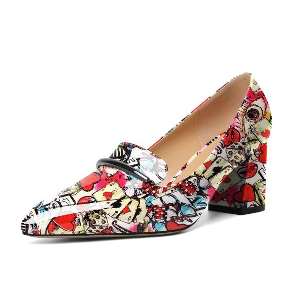 商品名:  Joseywade Womens Low Block Chunky Heel Pumps Heeled Loafers Pointed Toe Slip on 2.5 Inch Dress Shoes Solid Patent ...